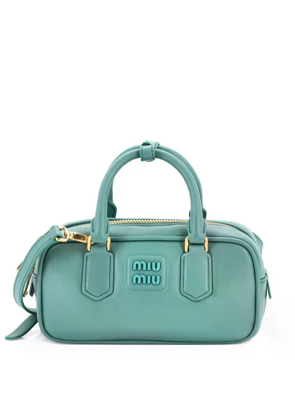 Miu Miu Arcadie Top Handle Bag Leather Regular Satchel - Green ...