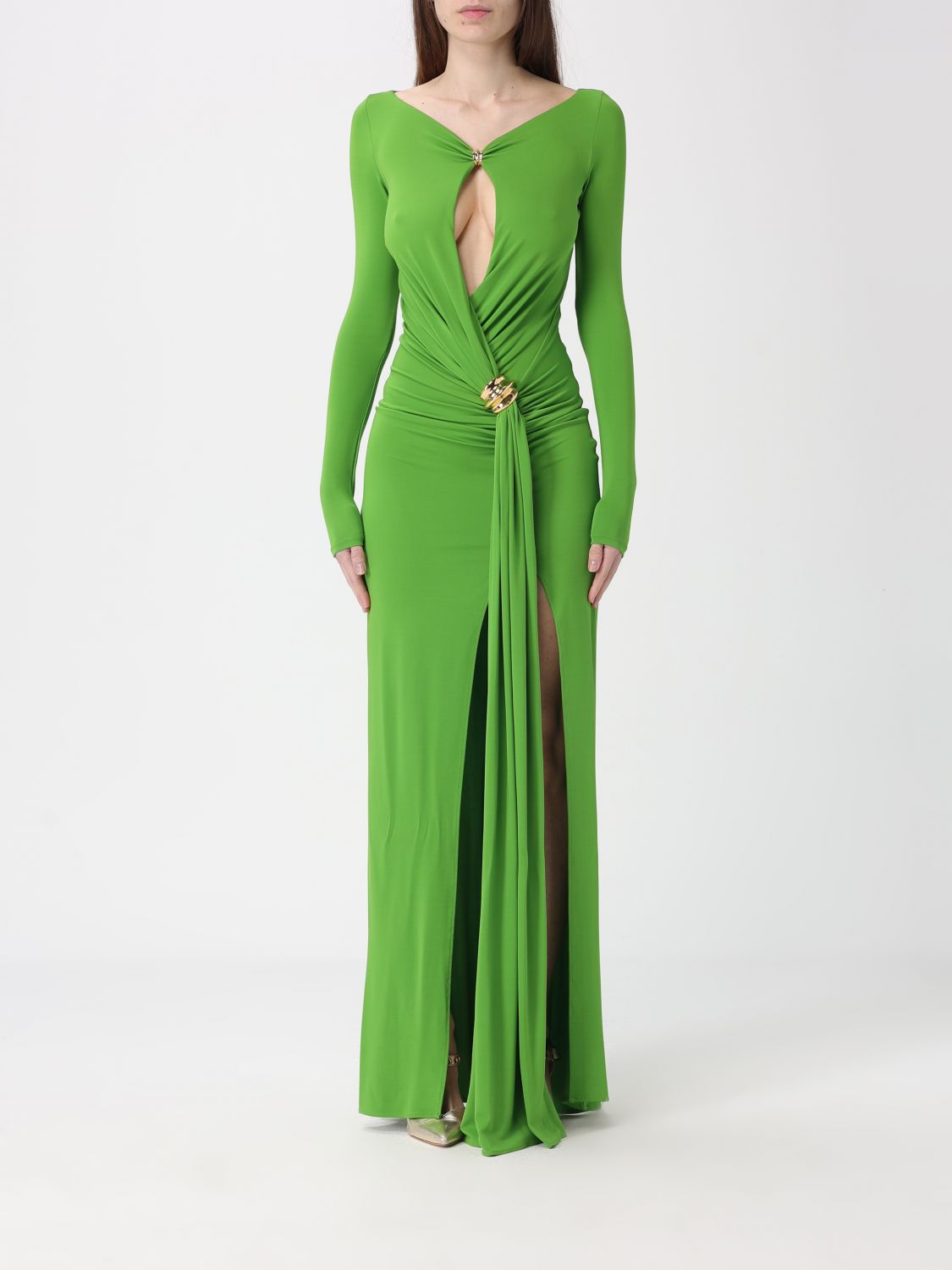 Elisabetta Franchi Long Sleeve Gown With Embellished Detail - Green - 25% Off | Editorialist Elisabetta Franchi Long Sleeve Gown With Embellished Detail - Green - 25% Off | Editorialist