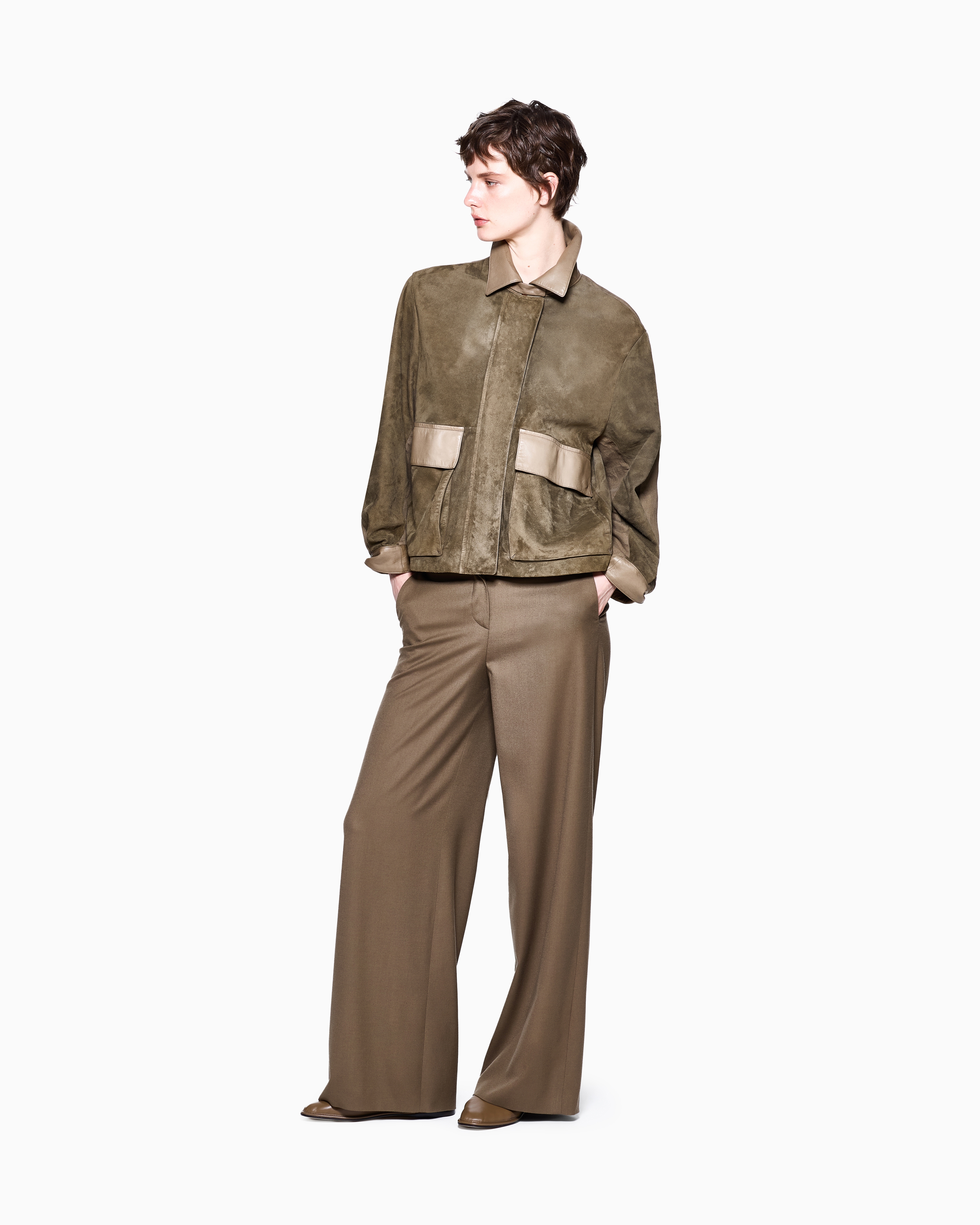 GIORGIO ARMANI Lambskin Suede and Linen Blouson