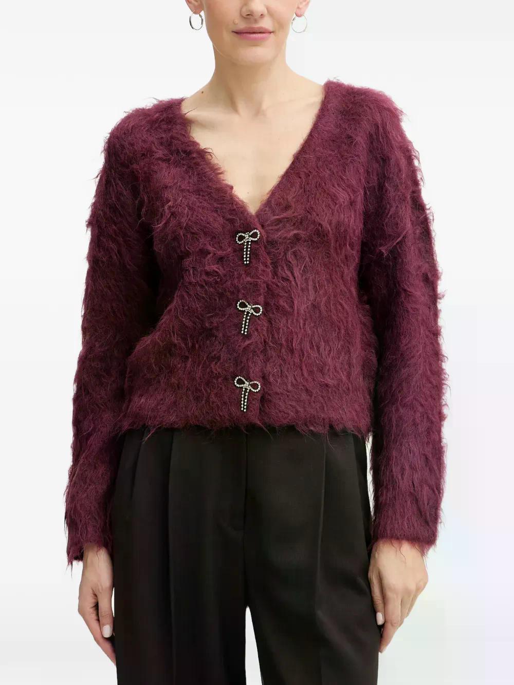 Guess Bow Cardigan In Purple - 5% Off | Editorialist