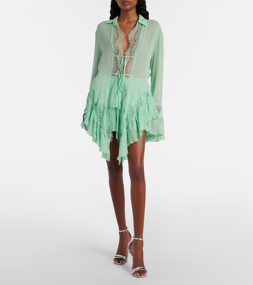 BLUMARINE Blumarine Lace-Trimmed Georgette Shirt