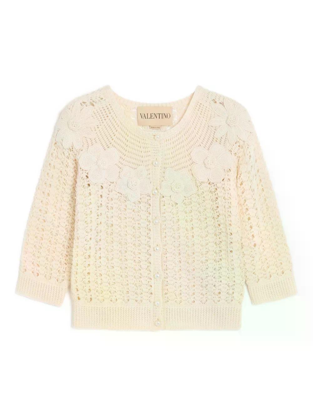 VALENTINO　カーディガン　レース　S Valentino Garavani Floral Lace Cardigan | White | FARFETCH