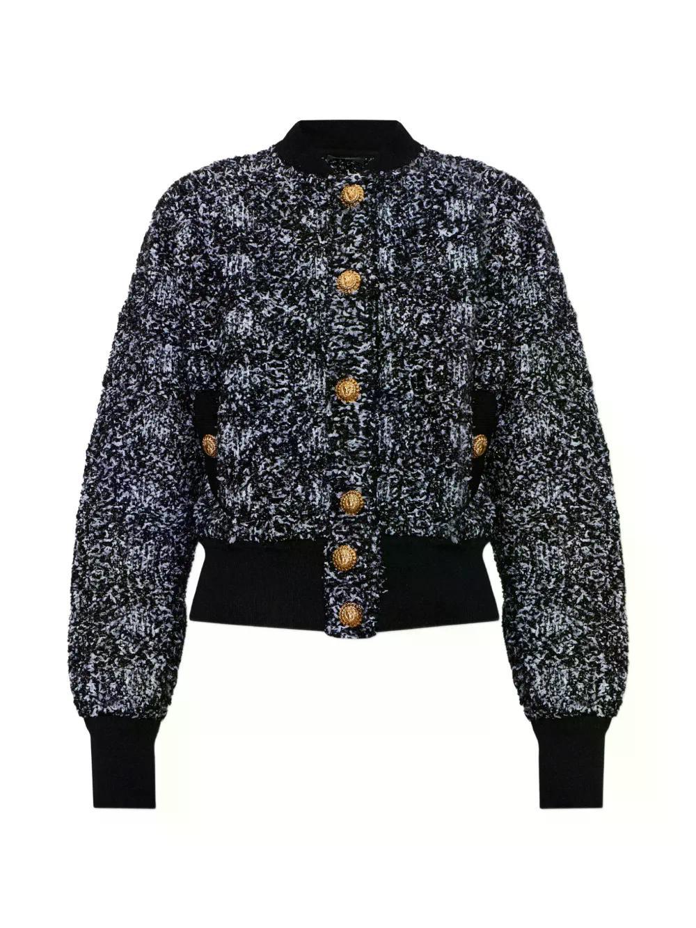 Balmain Button Tweed Jacket - Black | Editorialist