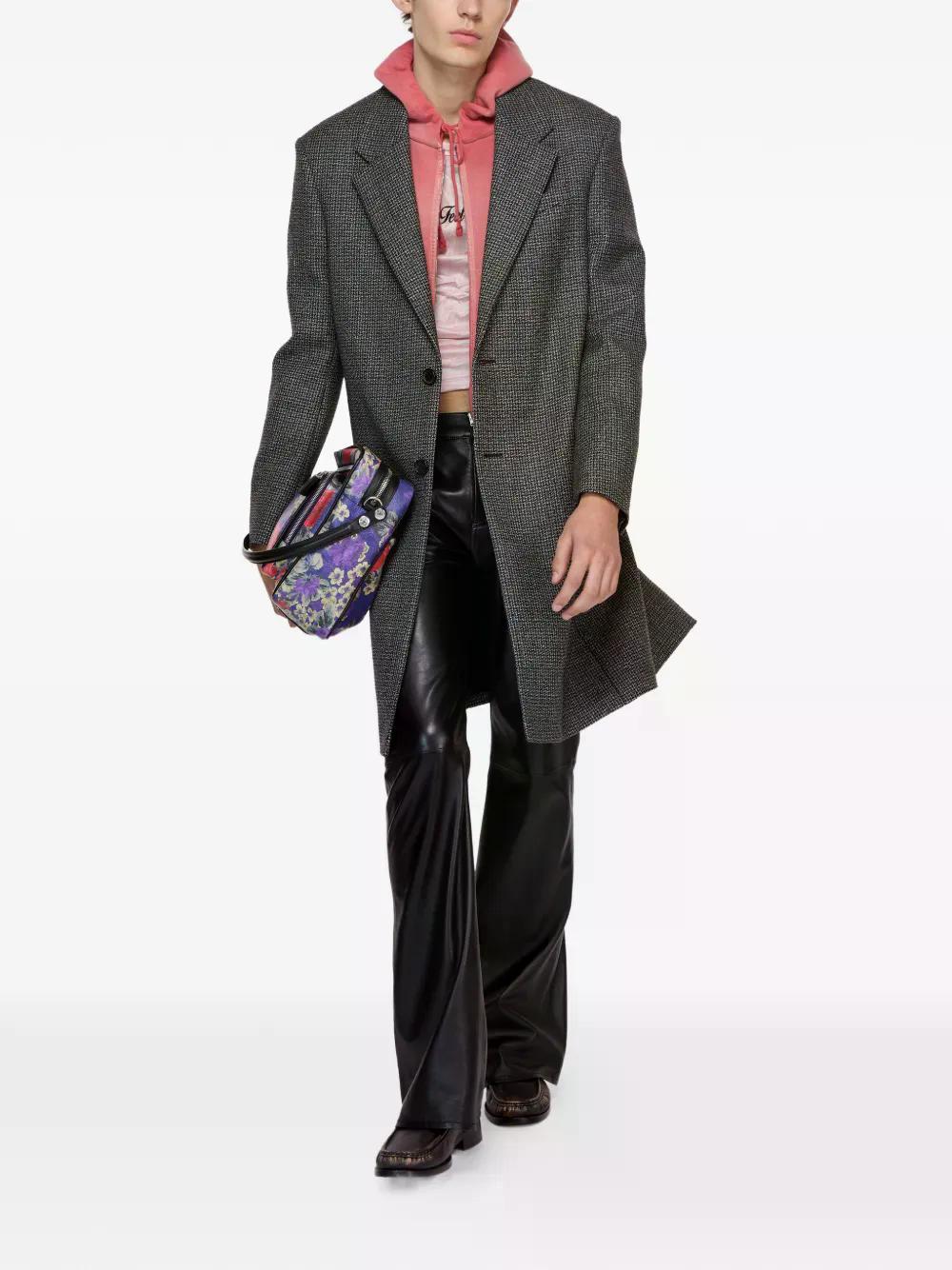 ACNE STUDIOS Houndstooth Wool Single-Breasted Overcoat