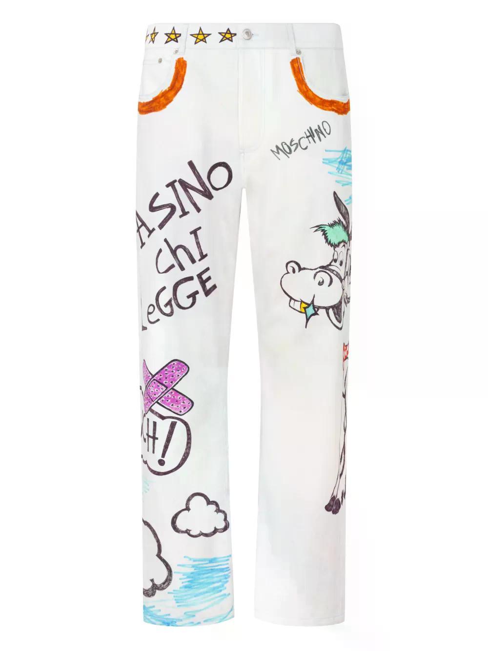 MOSCHINO Moschino Printed Cotton Bull Trousers