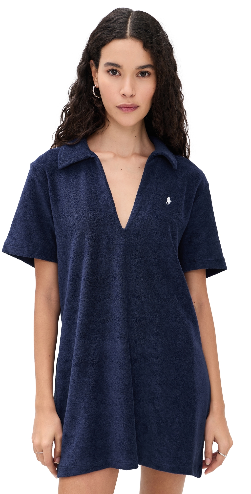 Polo Ralph Lauren Terry Polo Cover Up Dress - Navy Blue | Editorialist