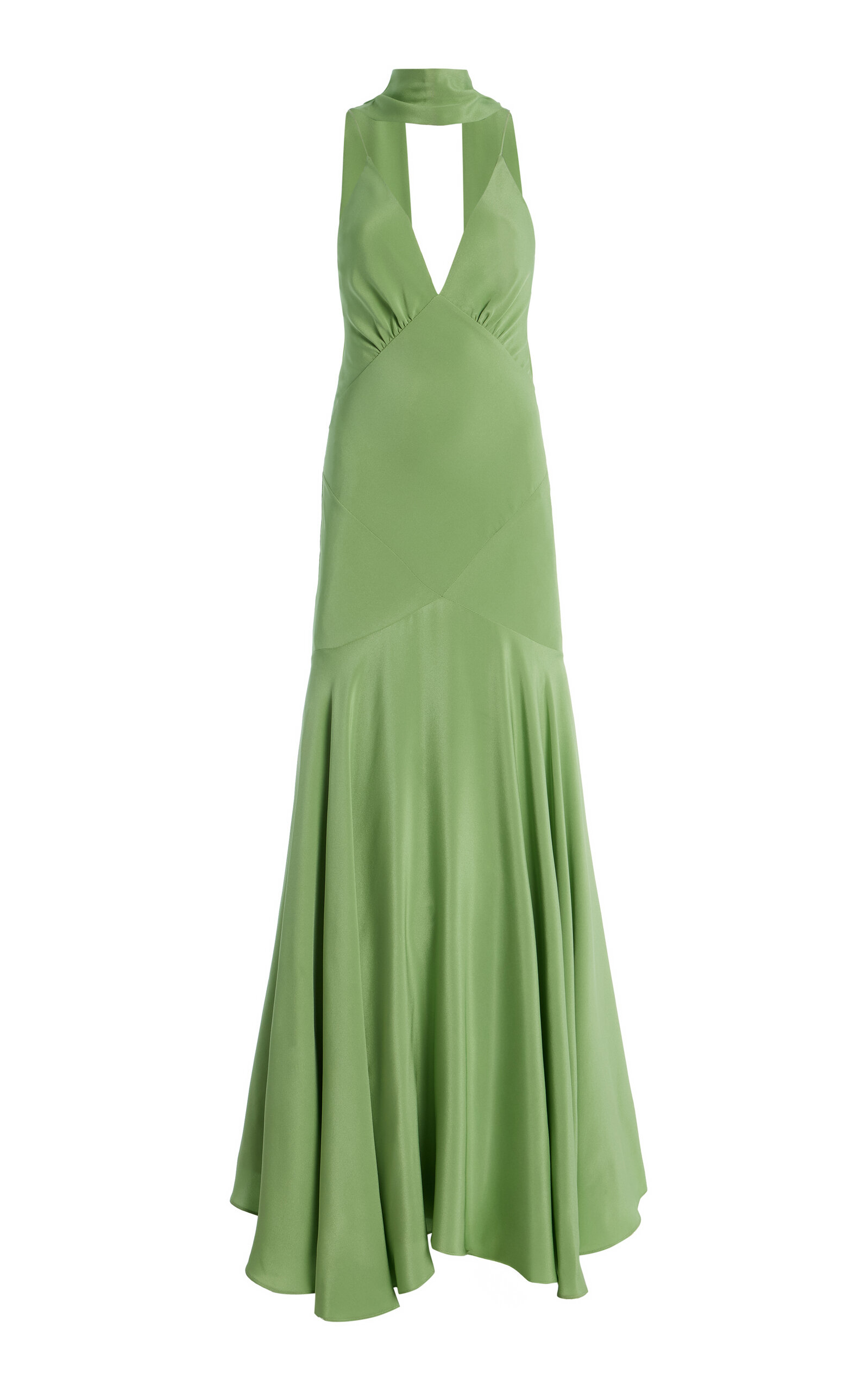 RODARTE Silk Crepe Bias Maxi Dress - Green | Editorialist RODARTE Silk Crepe Bias Maxi Dress - Green | Editorialist