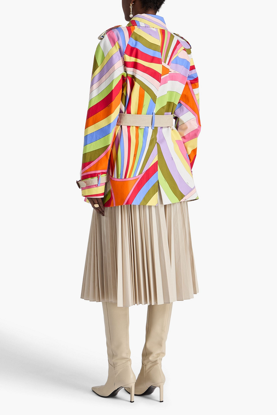 Emilio Pucci Belted Printed Cotton-Sateen Trench Coat In Lavender