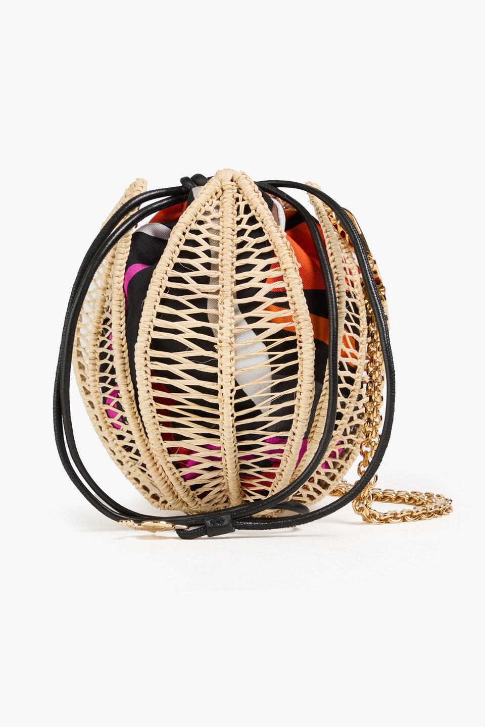 Emilio Pucci Printed Twill And Straw Bucket Bag In Beige - 55% Off ...