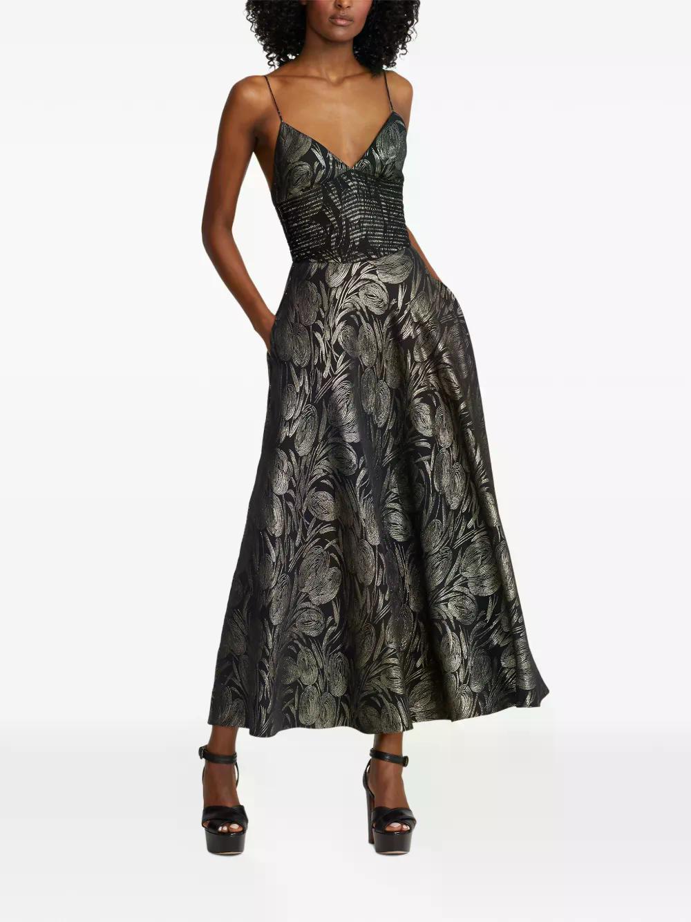 RALPH LAUREN Henri Floral V-Neck Midi Dress