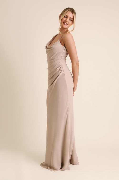 Six Stories Cowl Front Chiffon Bridesmaid Dress - Truffle | Editorialist Six Stories Cowl Front Chiffon Bridesmaid Dress - Truffle | Editorialist