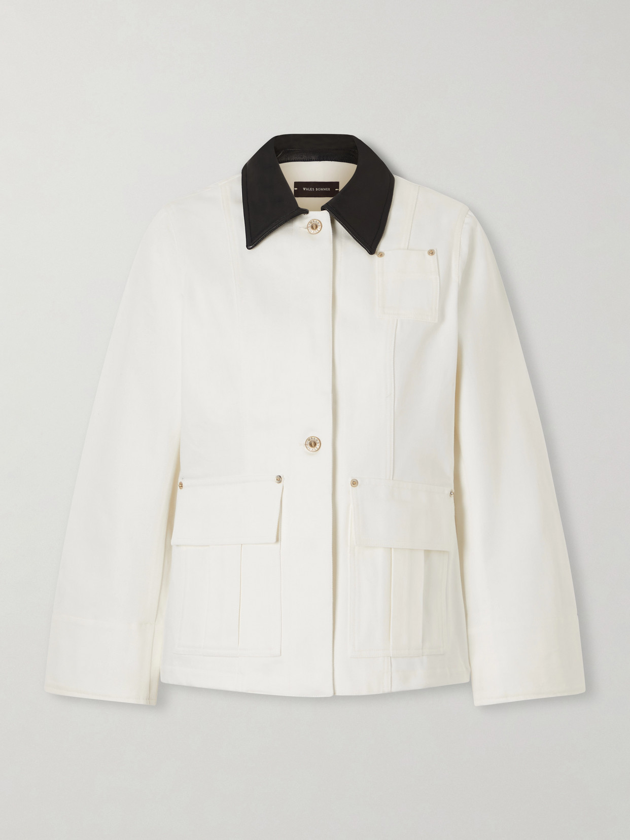 Buy WALES BONNER Echo Leather-trimmed Denim Jacket - White At 49