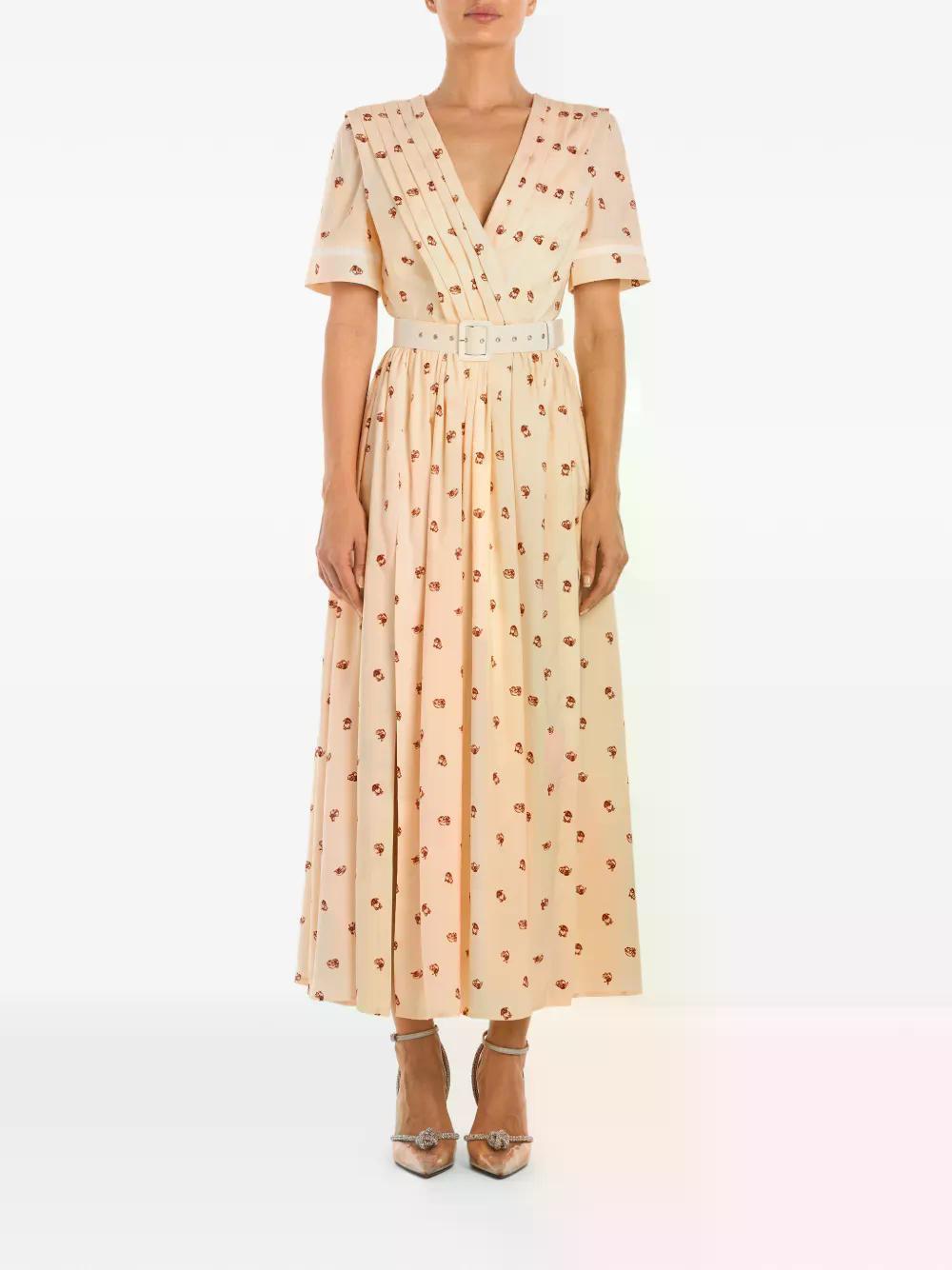 POST MERIDIEM Floral Print Side-Split Dress