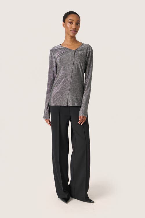 SOAKED IN LUXURY Knotted Long Sleeve Glitter Top