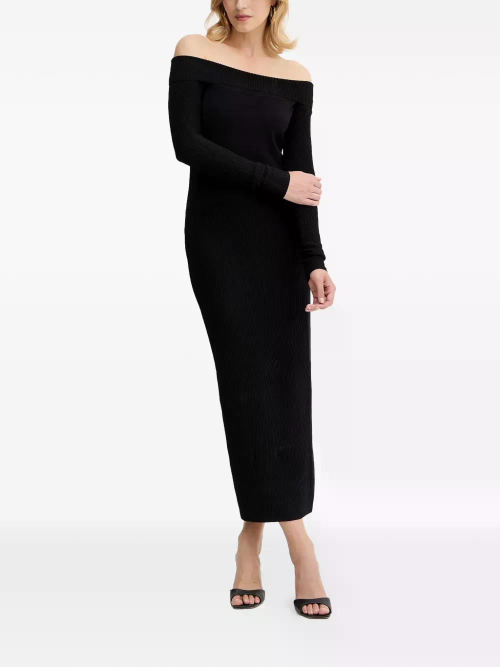 ARMANI EXCHANGE Off-Shoulder Long-Sleeve Midi Dress
