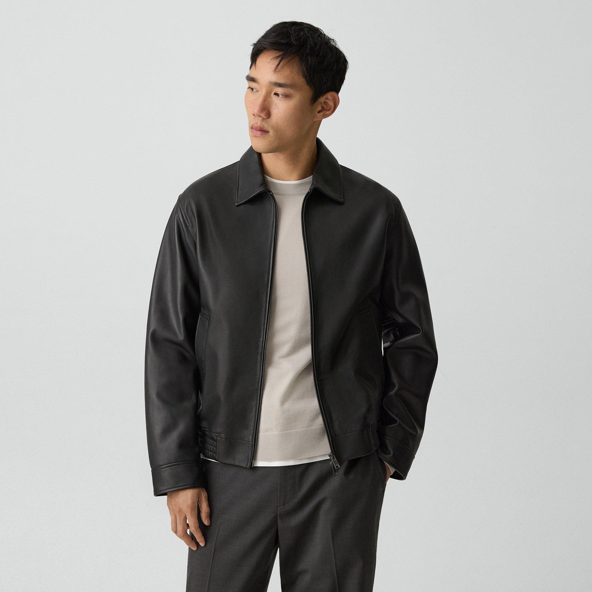Theory Wyatt Leather Zip Jacket - Black | Editorialist