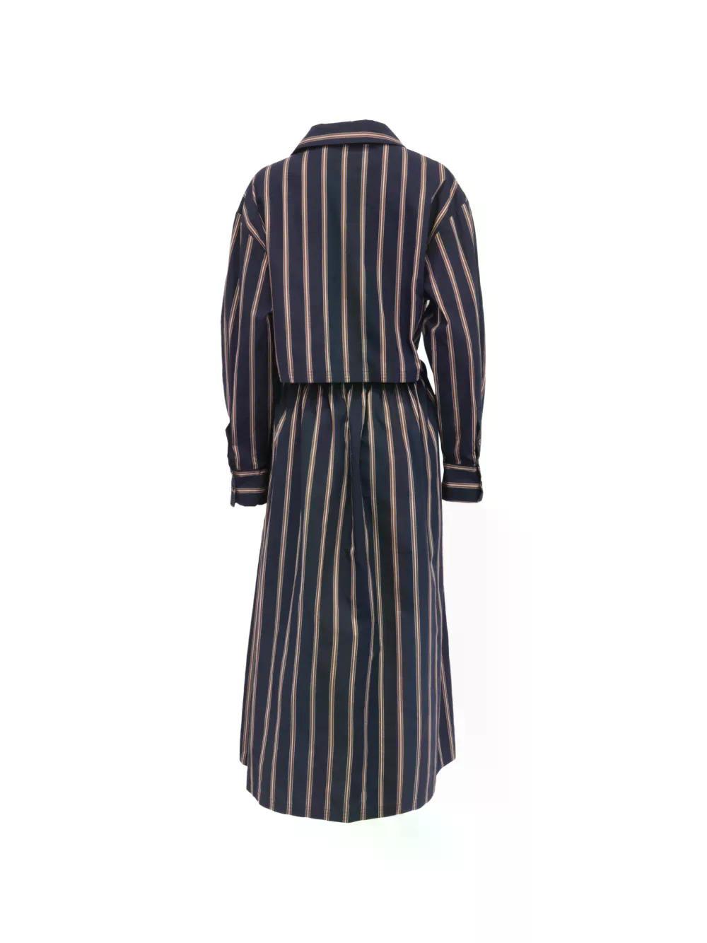 navy blue dress for baby girl English Factory Godet Stripe Dress Sz XL EUC Blues main image 0
