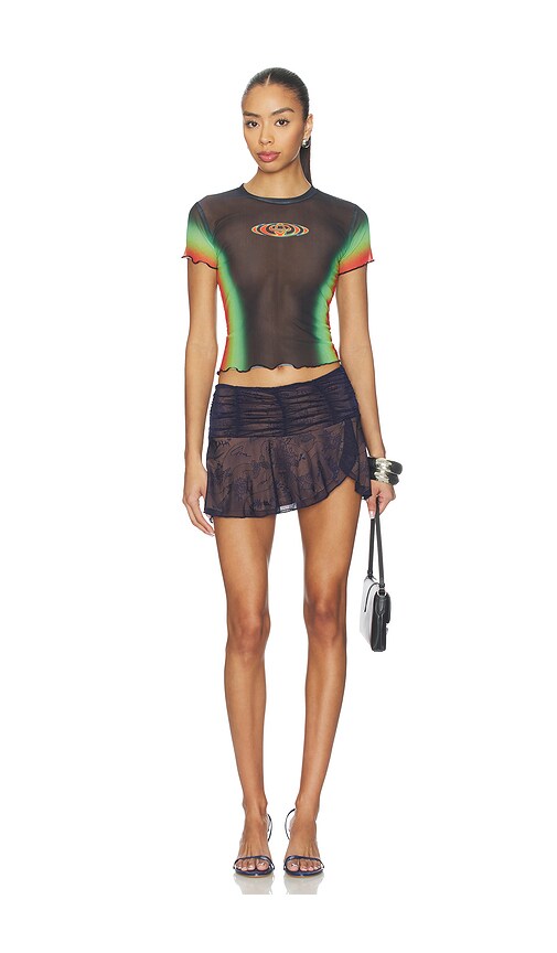 CASABLANCA Casablanca Short Sleeve Printed Mesh Top