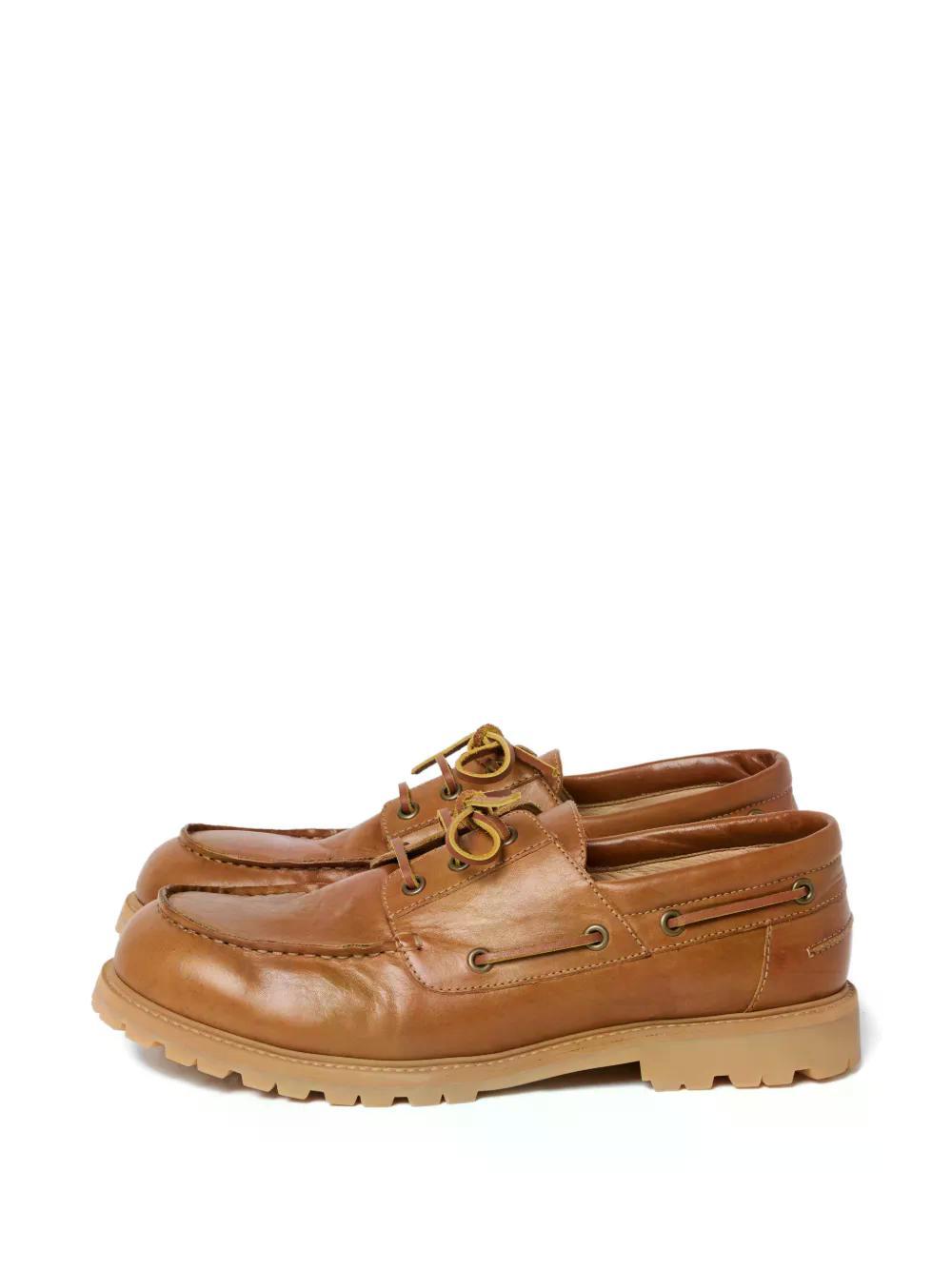 Studio Nicholson Guston Raw-Cut Leather Boat Shoes - Brown | Editorialist