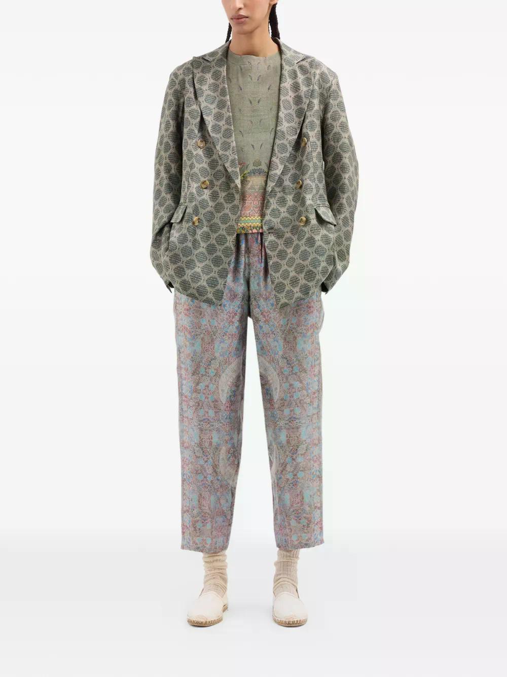 PIERRE-LOUIS MASCIA Aloe Paisley Silk Trousers