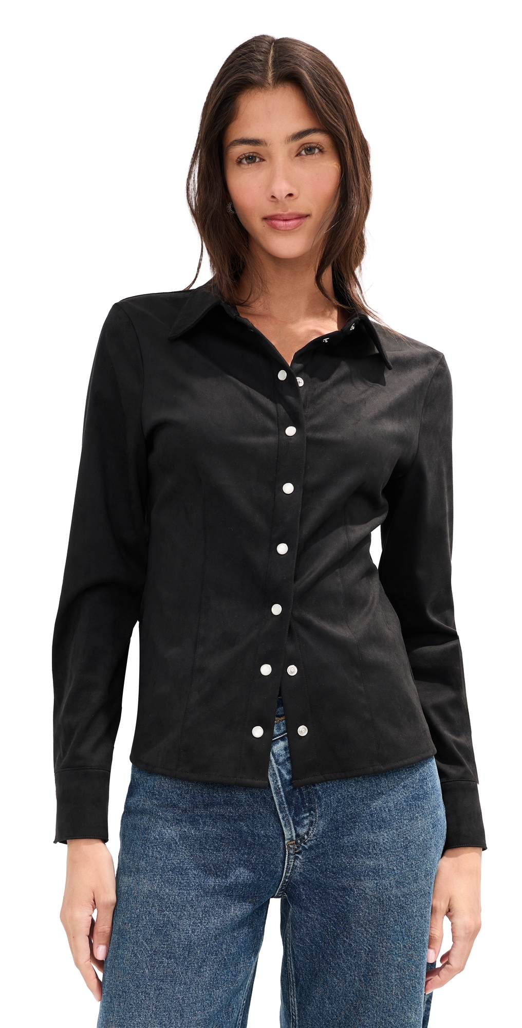 Le Bop Jolene Faux Suede Shirt - Black | Editorialist