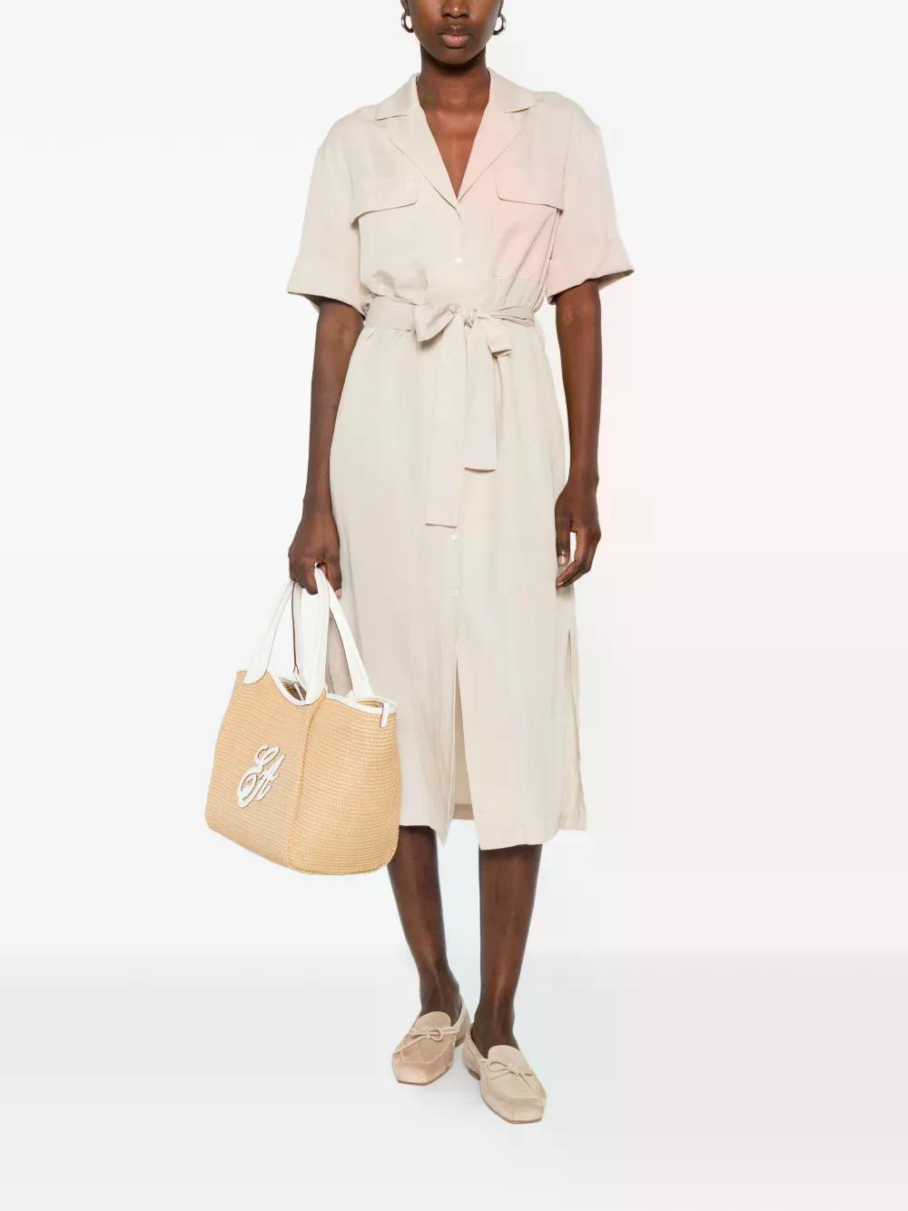 GANT Button-Fastening Belted Midi Shirt Dress