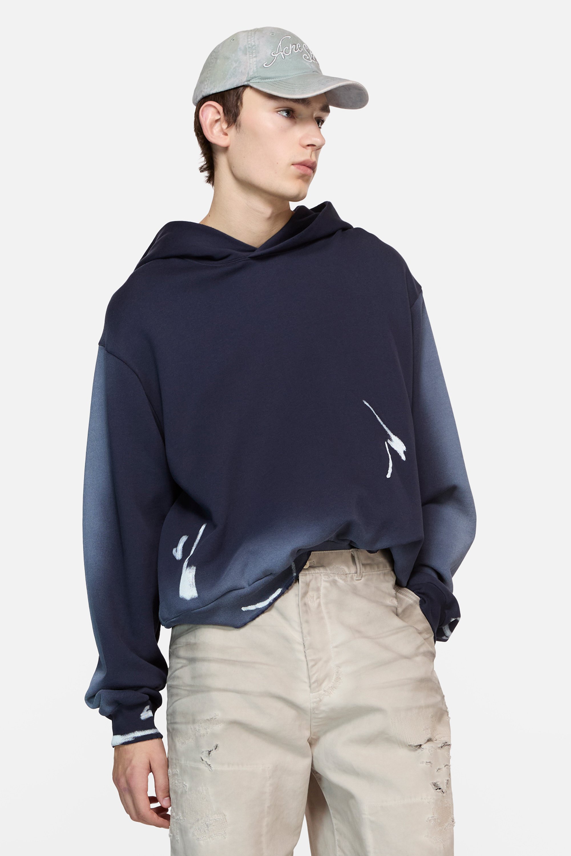 Acne Studios Hooded Logo Sweater - Navy Blue | Editorialist