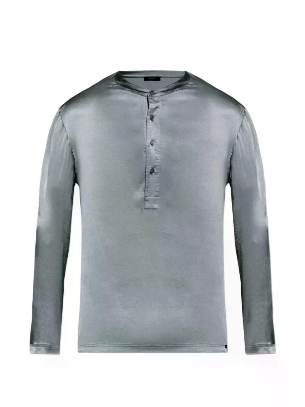 Tom Ford Long-Sleeve Pajama Top - Grey | Editorialist