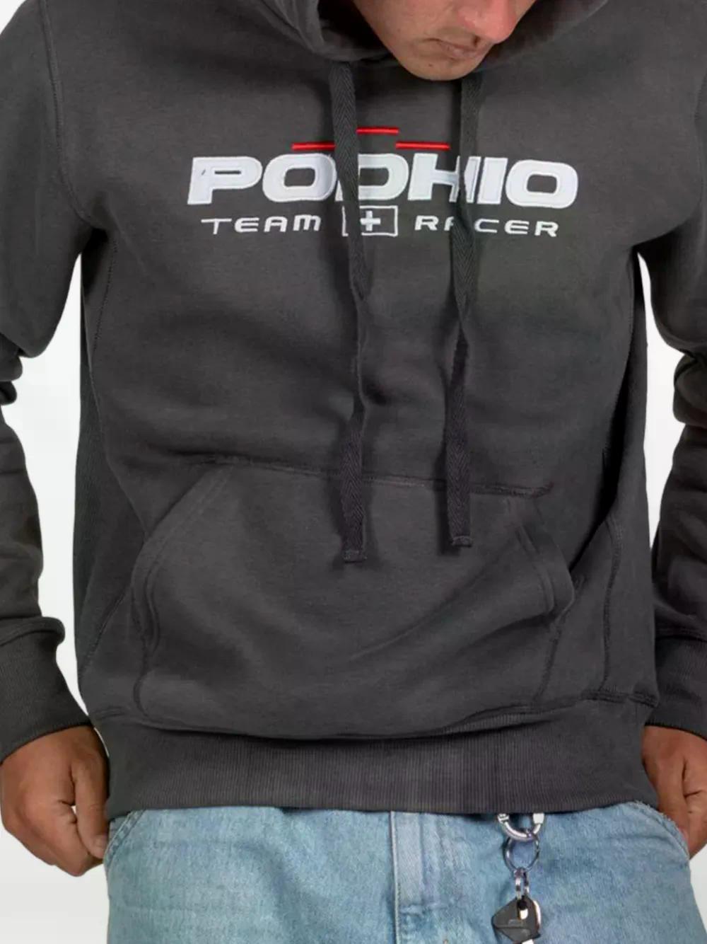 Podhio Authentic 360 Logo-Detail Hoodie - Grey | Editorialist