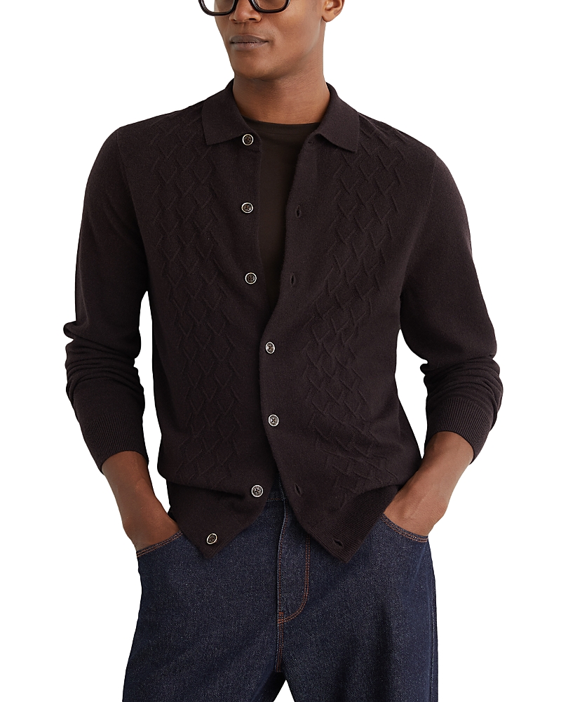 Reiss Long Sleeve Button-Through Cardigan With Stitch Detail ...