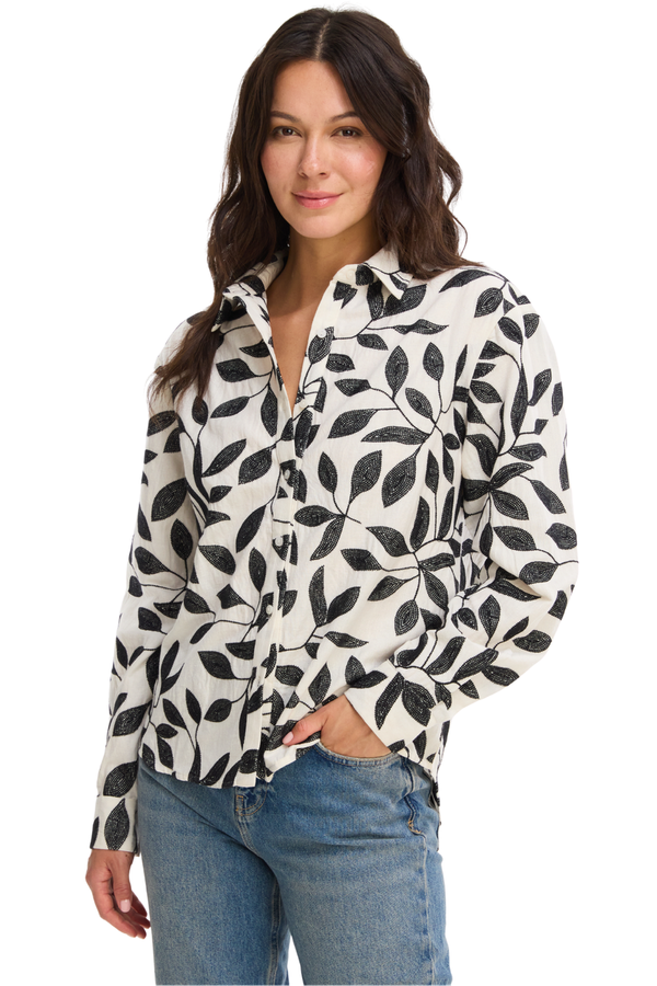 Allison Embroidered Nina Shirt - Black / White | Editorialist