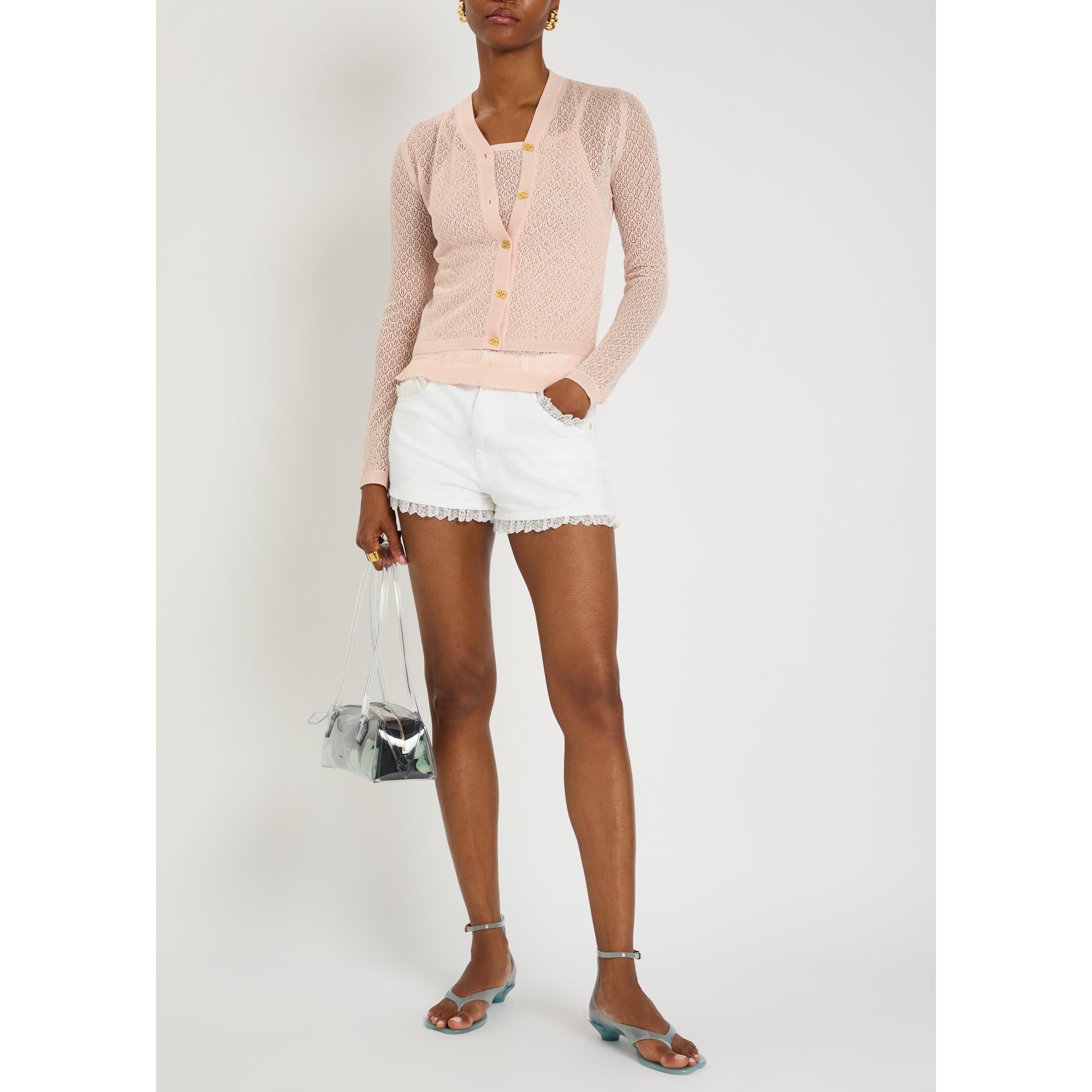 GANNI semi-sheer open-knit top