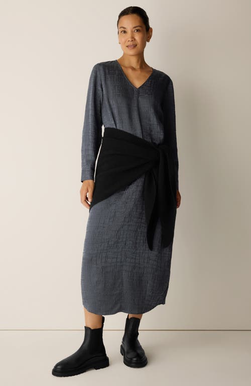 EILEEN FISHER silk long sleeve maxi dress