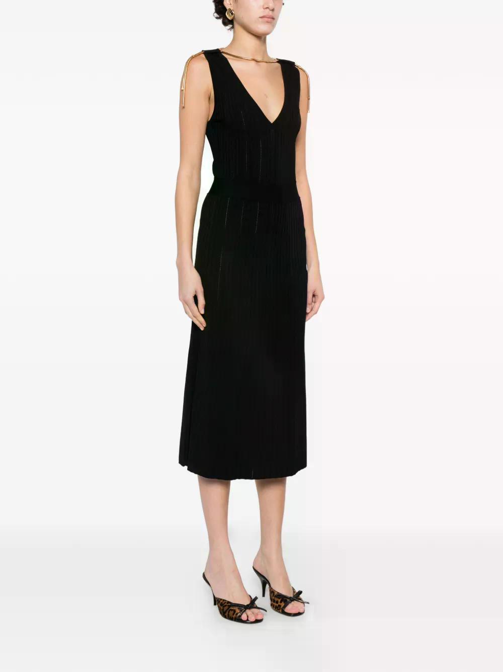 ELISABETTA FRANCHI Elisabetta Franchi Knit Dress with Golden Metal Necklace Detail