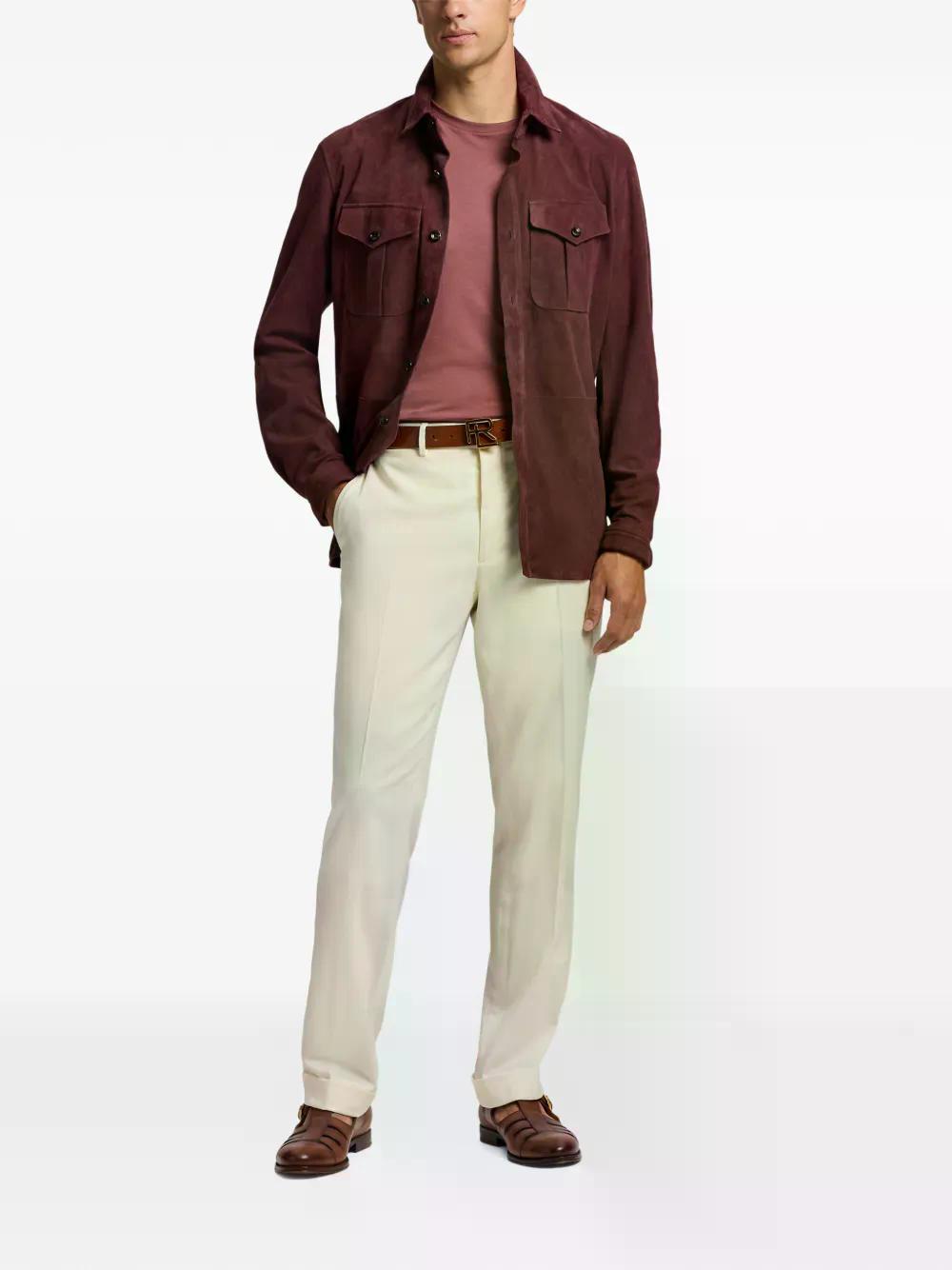 RALPH LAUREN PURPLE LABEL chest-pockets suede overshirt