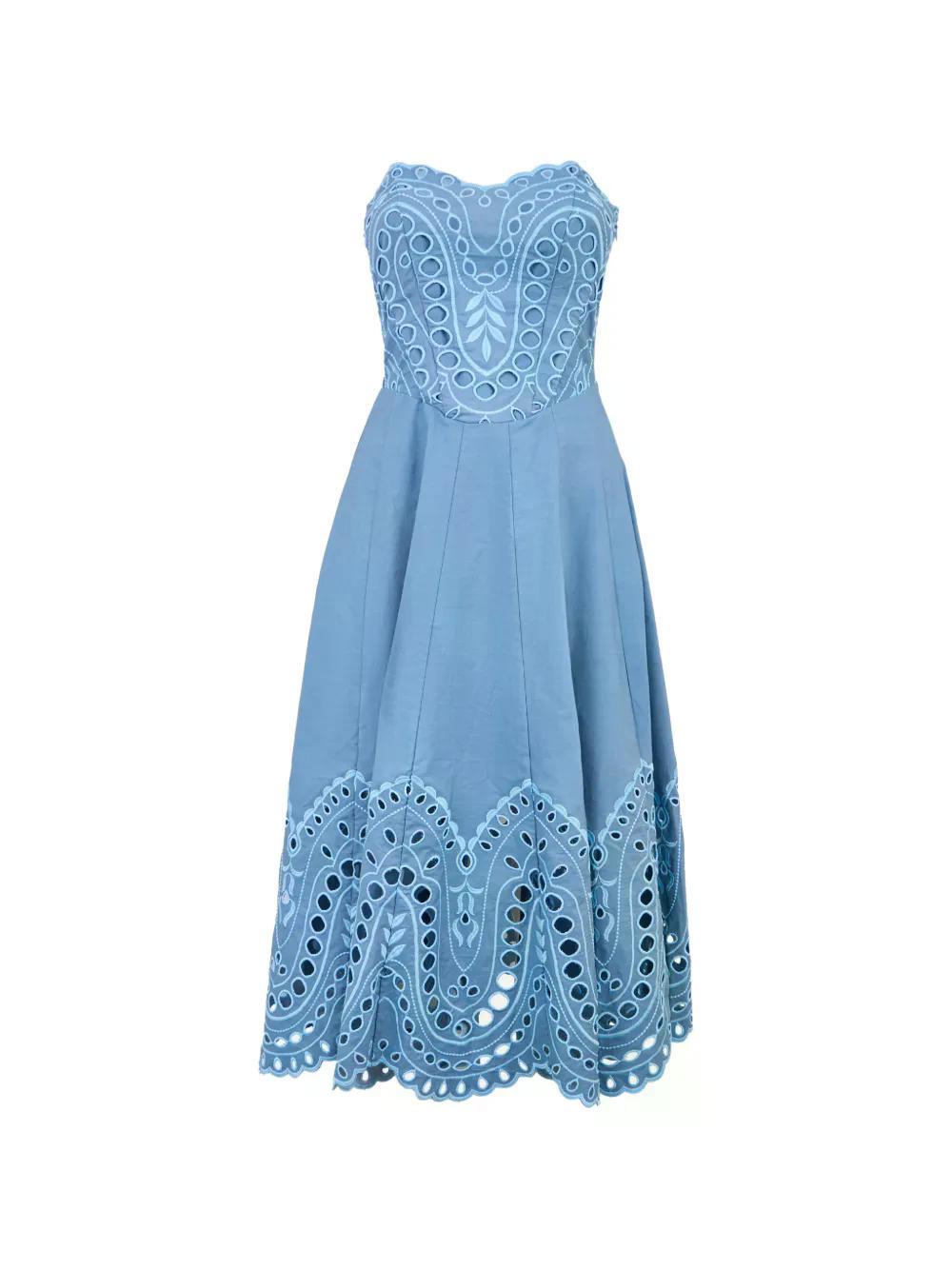 maude club marlin dress Maude Club Marlin Dress in Blue Crochet