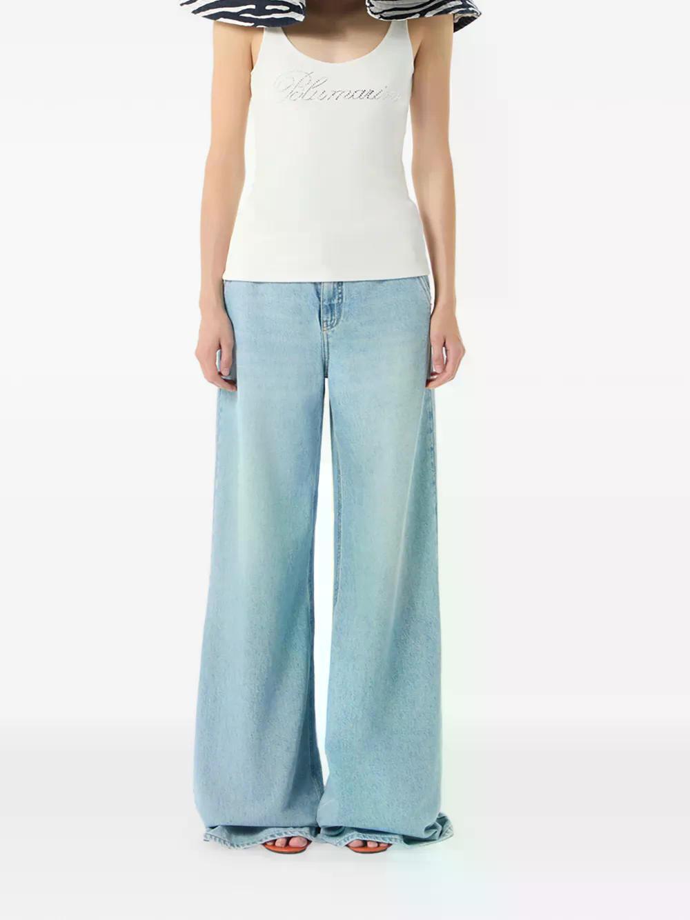 BLUMARINE Stone Washed Palazzo Pants
