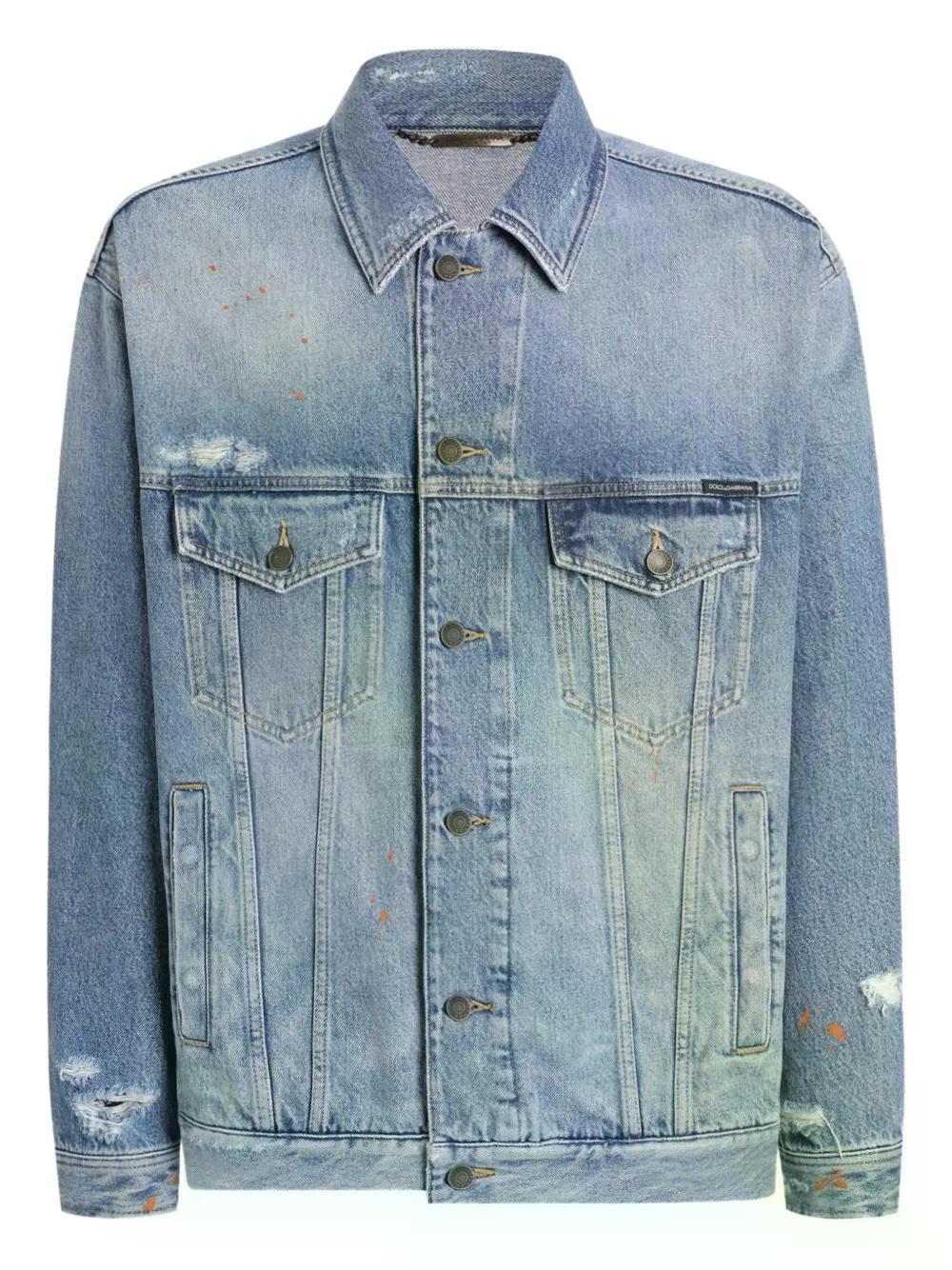 DOLCE & GABBANA Ripped Jeans with Logo Plaque