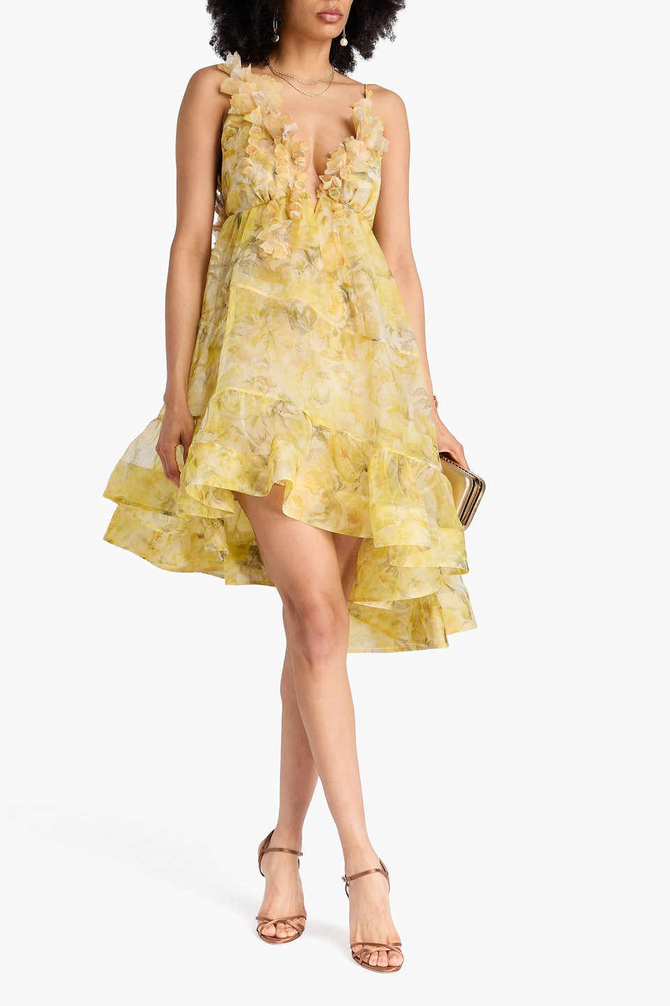 ZIMMERMANN Floral Appliquéd Silk-Organza Dress