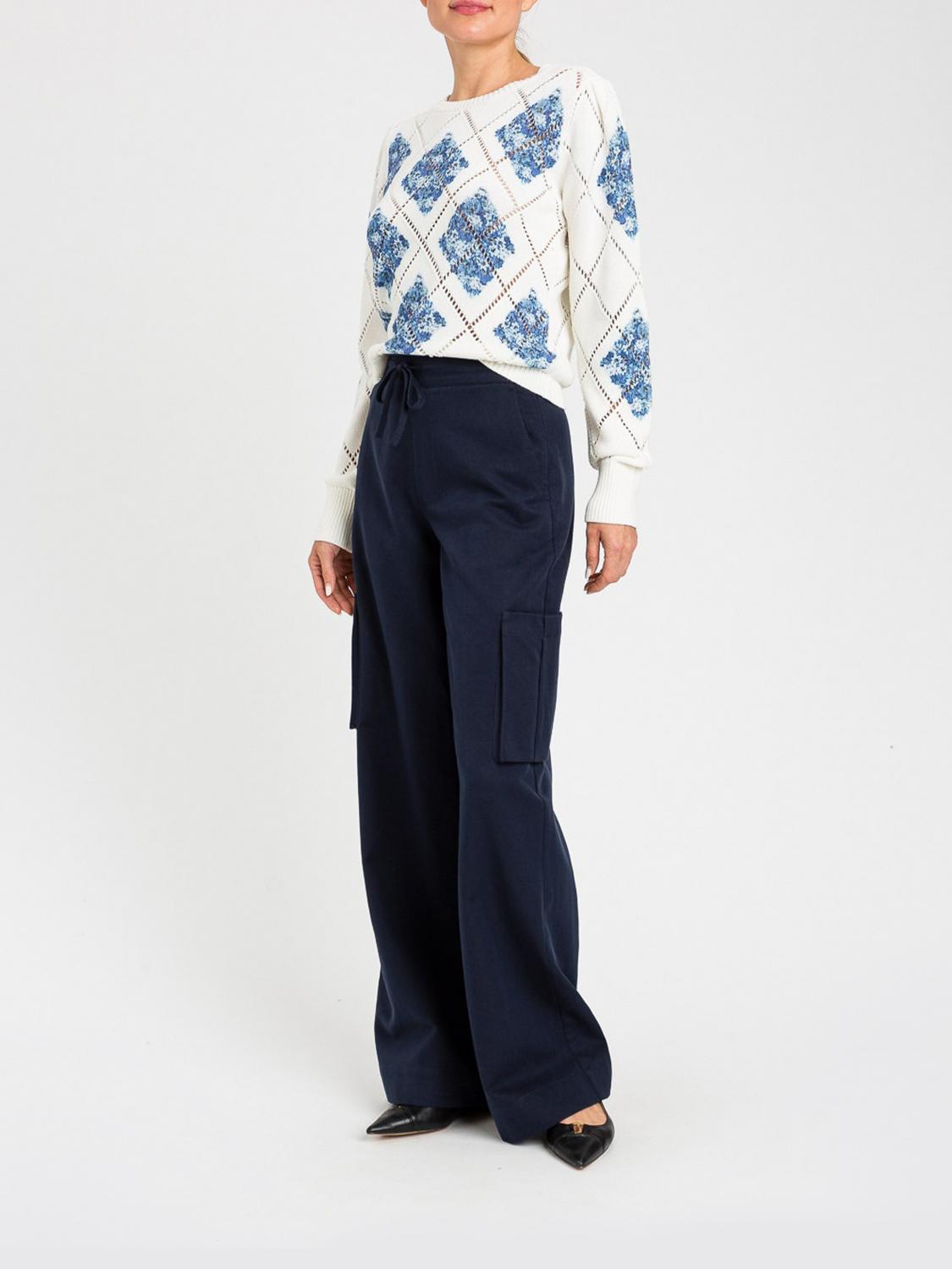 TWINSET Twinset Cotton Crewneck Pullover with Diamond Pattern