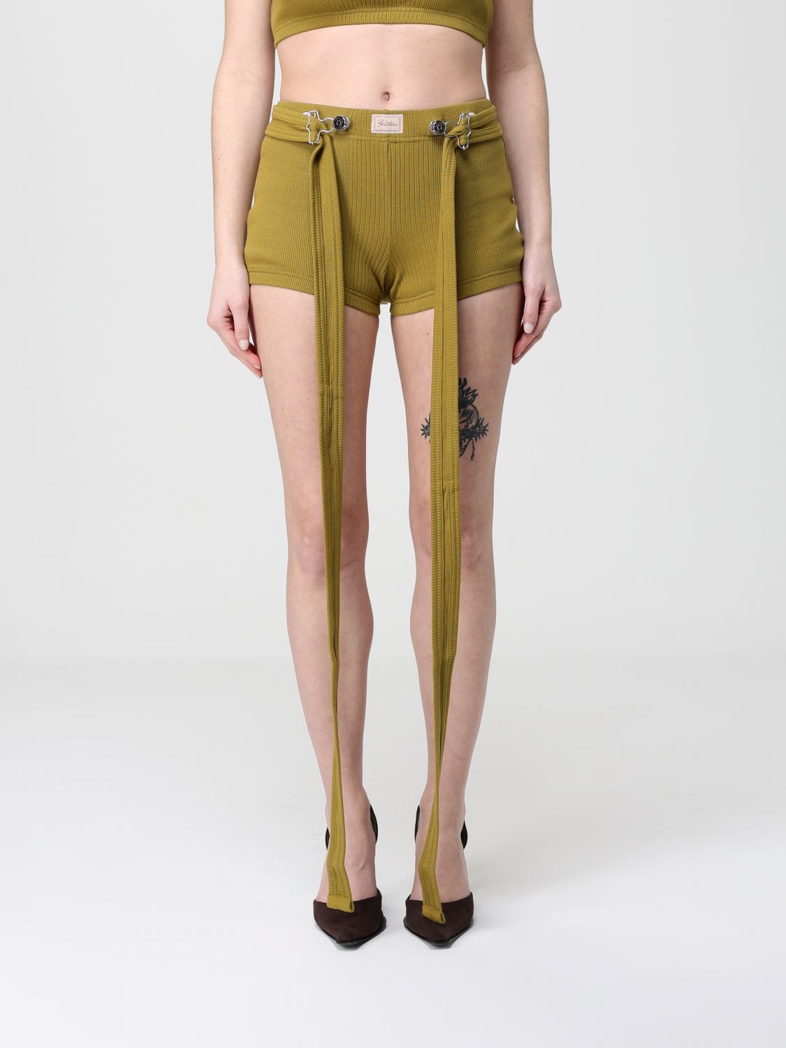 JEAN PAUL GAULTIER Jean Paul Gaultier Ribbed Shorts with Tie Detail