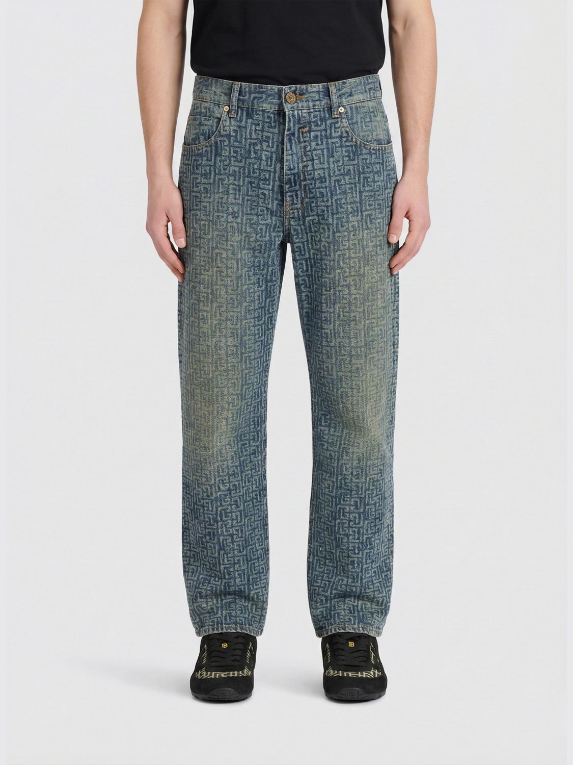 BALMAIN Balmain Monogrammed Straight Leg Jeans