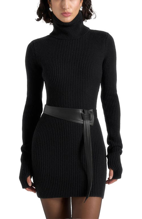 MANIÈRE DE VOIR Kalia Roll Neck Knitted Mini Dress with Belt