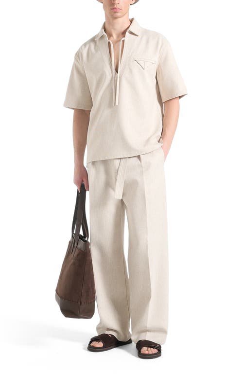 MANIÈRE DE VOIR Wide Leg Textured Trousers with Belt