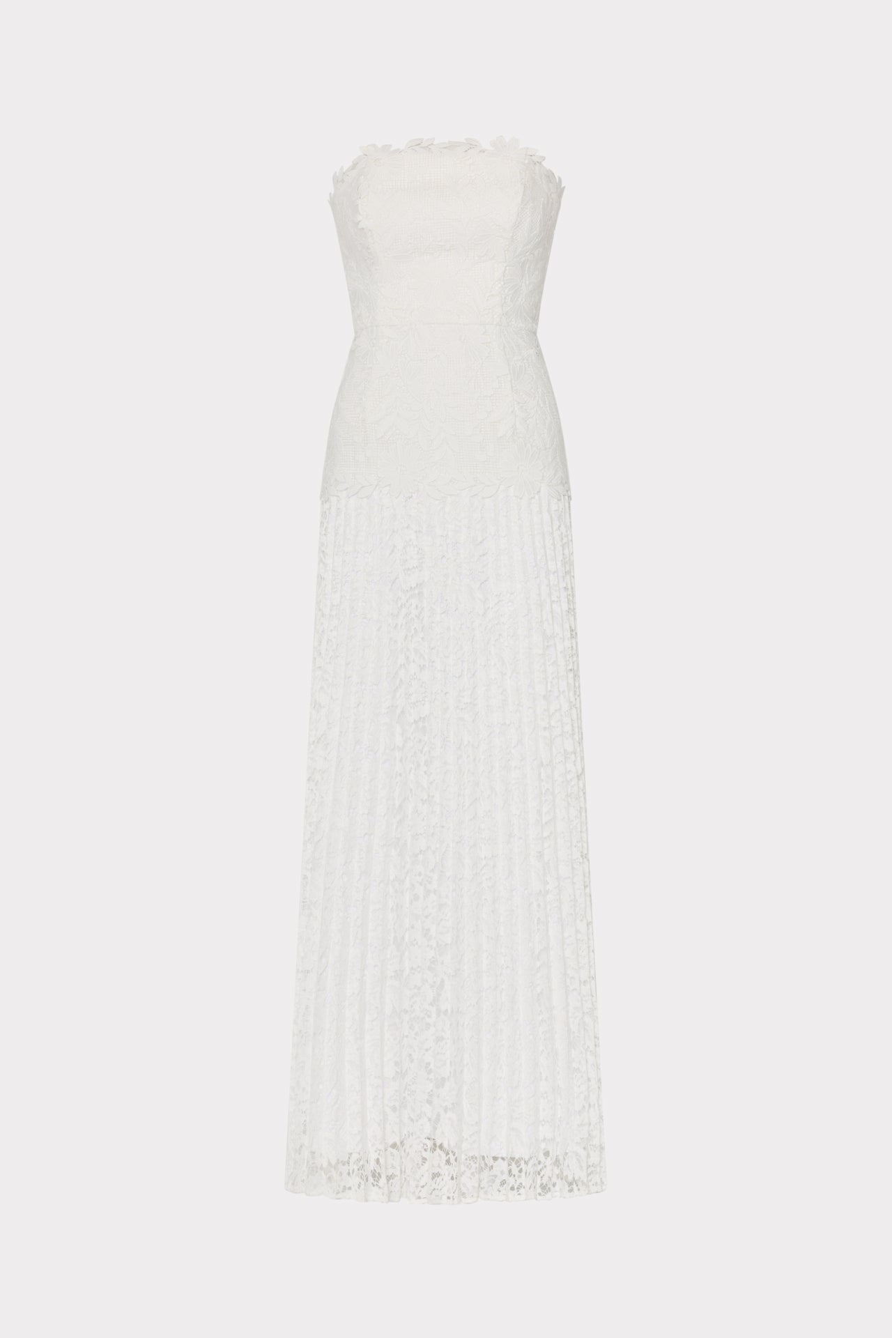 Milly Norelle Strapless Lace Pleated Maxi Dress - White - 30% Off | Editorialist Milly Norelle Strapless Lace Pleated Maxi Dress - White - 30% Off | Editorialist