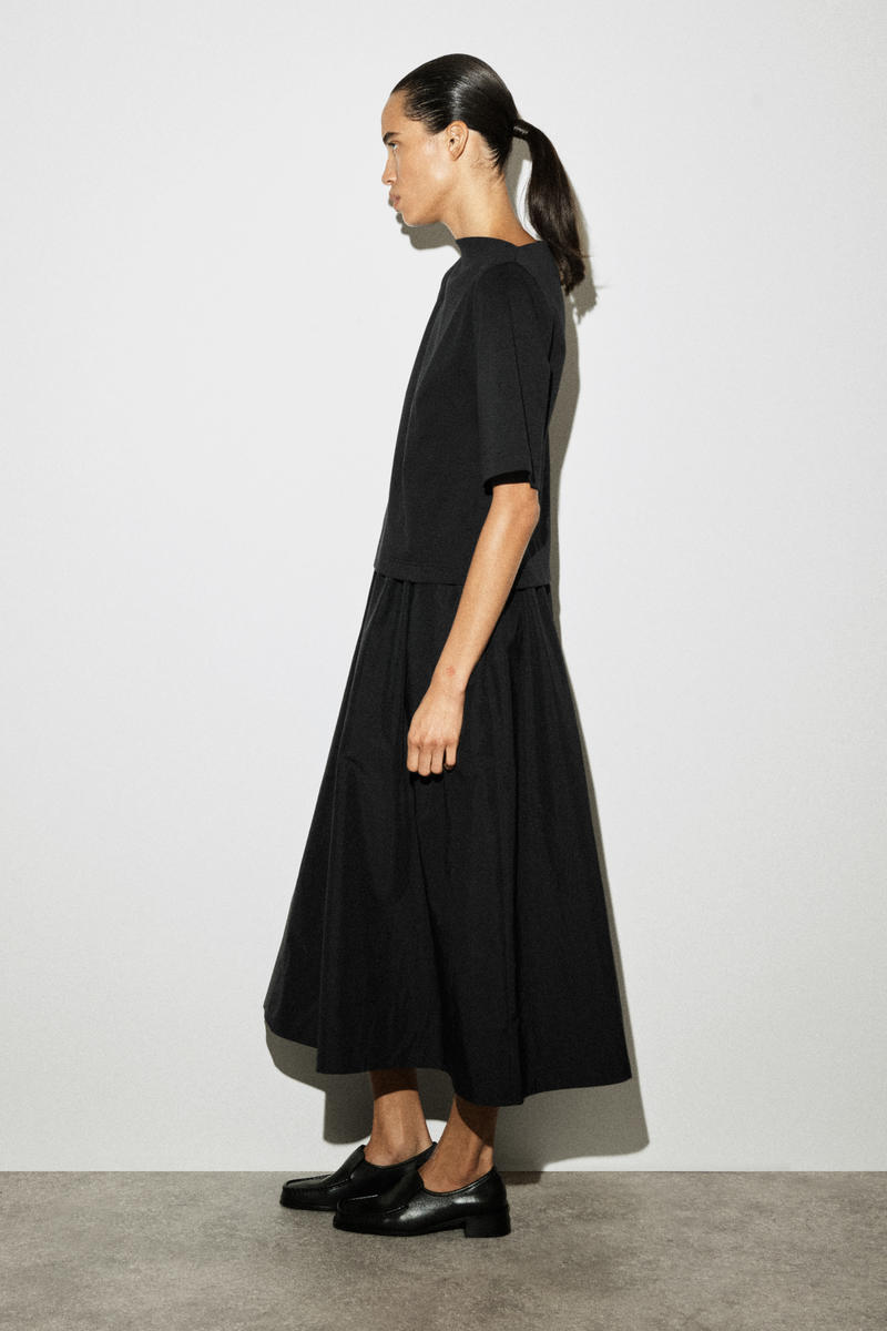 COS Contrast-Panel Boat-Neck Midi Dress