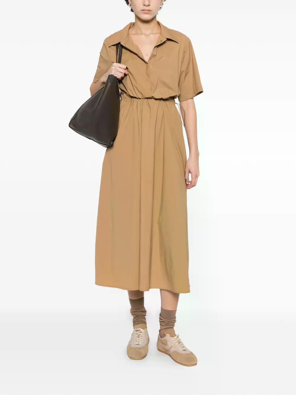 HERNO Collared Gathered Midi Dress