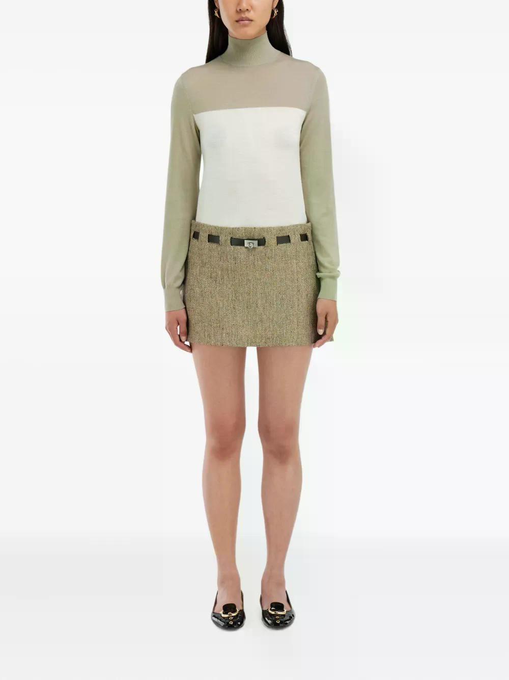 SALVATORE FERRAGAMO Ferragamo Mini Skirt with Gancini Buckle Belt