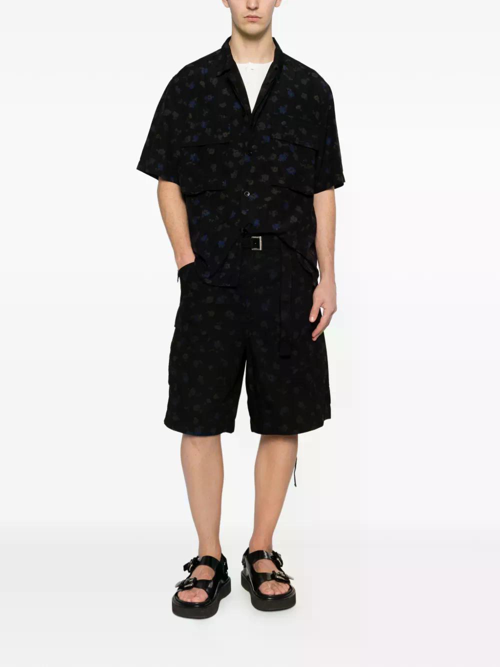 SACAI Floral-Detail Belted Shorts