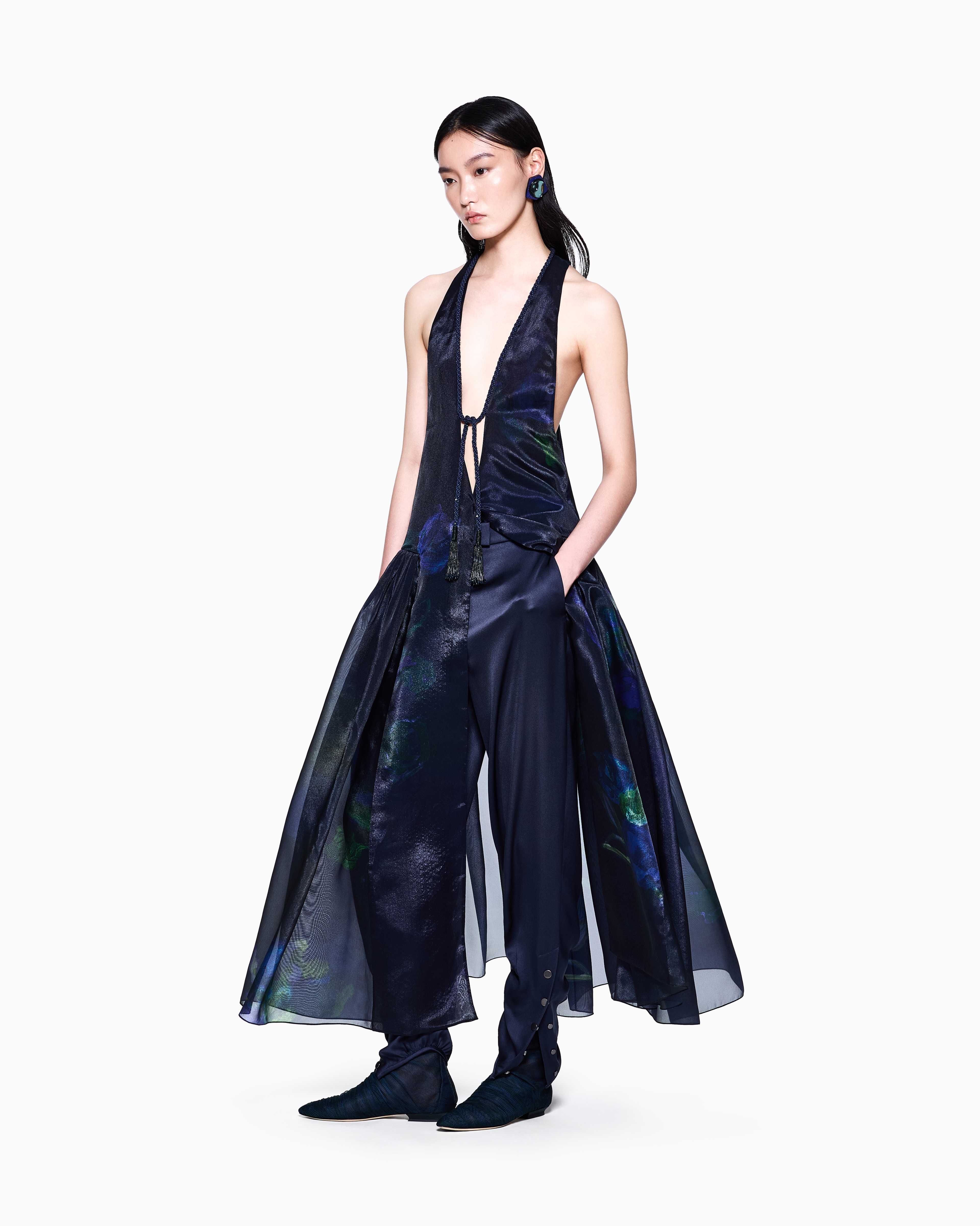 GIORGIO ARMANI Printed Silk-Blend Long Waistcoat